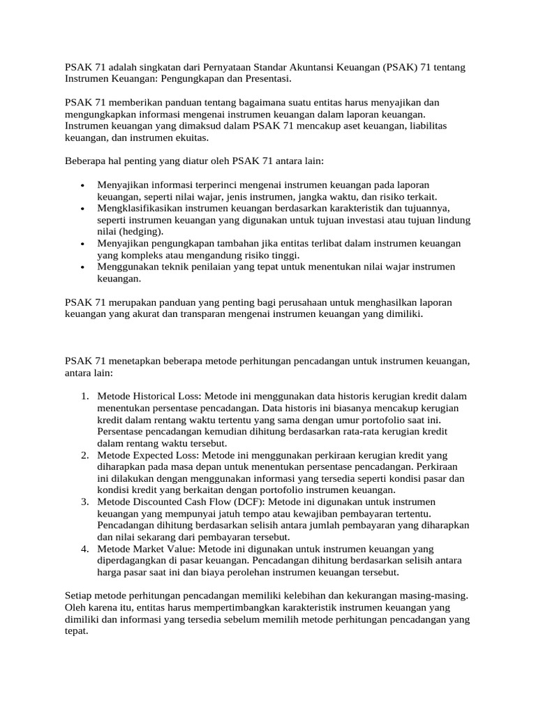 PSAK 71 Adalah Singkatan Dari Pernyataan Standar Akuntansi Keuangan | PDF