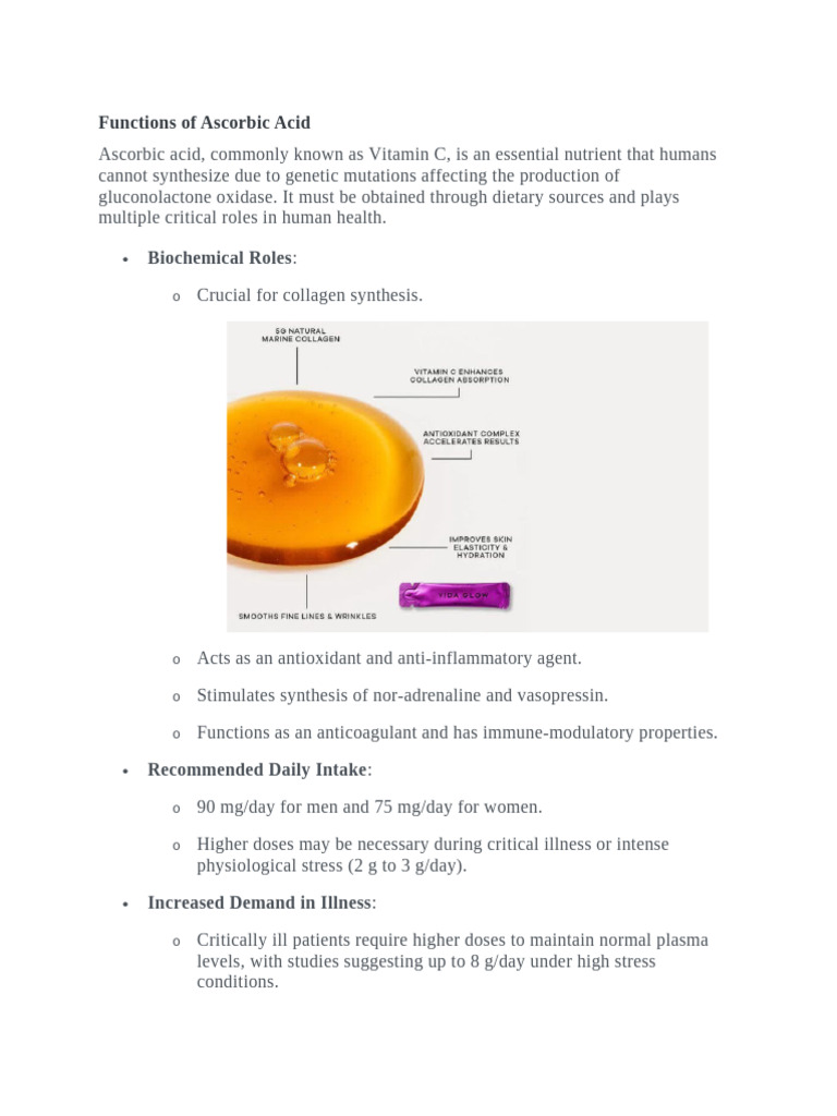 Functions of Ascorbic Acid | PDF