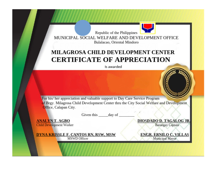 Certificate Kinder Maam Bheng | PDF