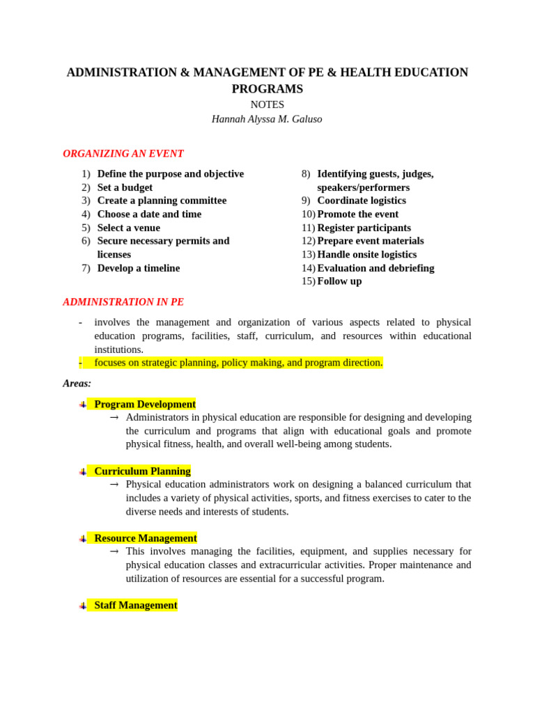 ELECTIVE 2 Notes | PDF | Leadership | Physical Education