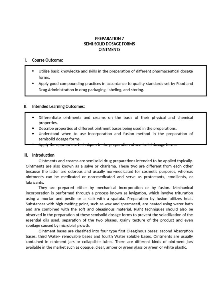 PREPARATION 7 -OINTMENTS | PDF | Topical Medication | Materials