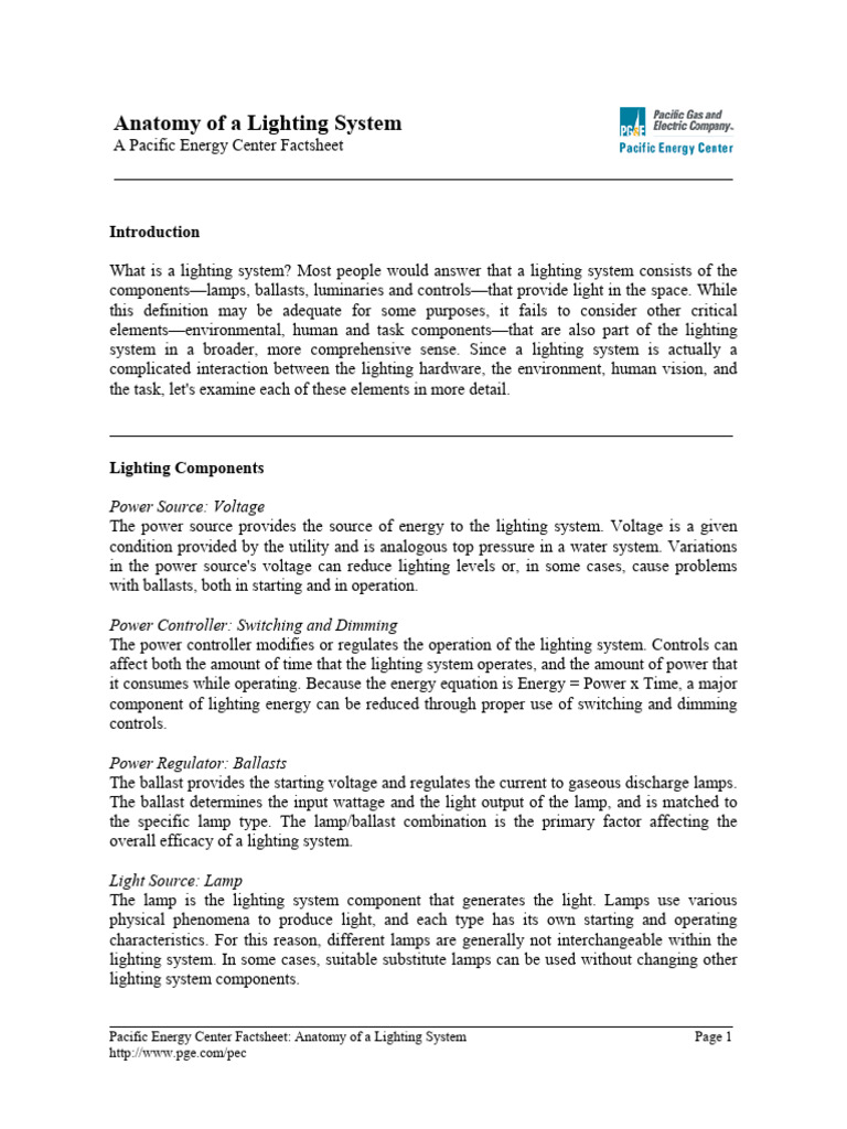 Anatomy of a Lighting System | PDF | Lighting | Contrast (Vision)