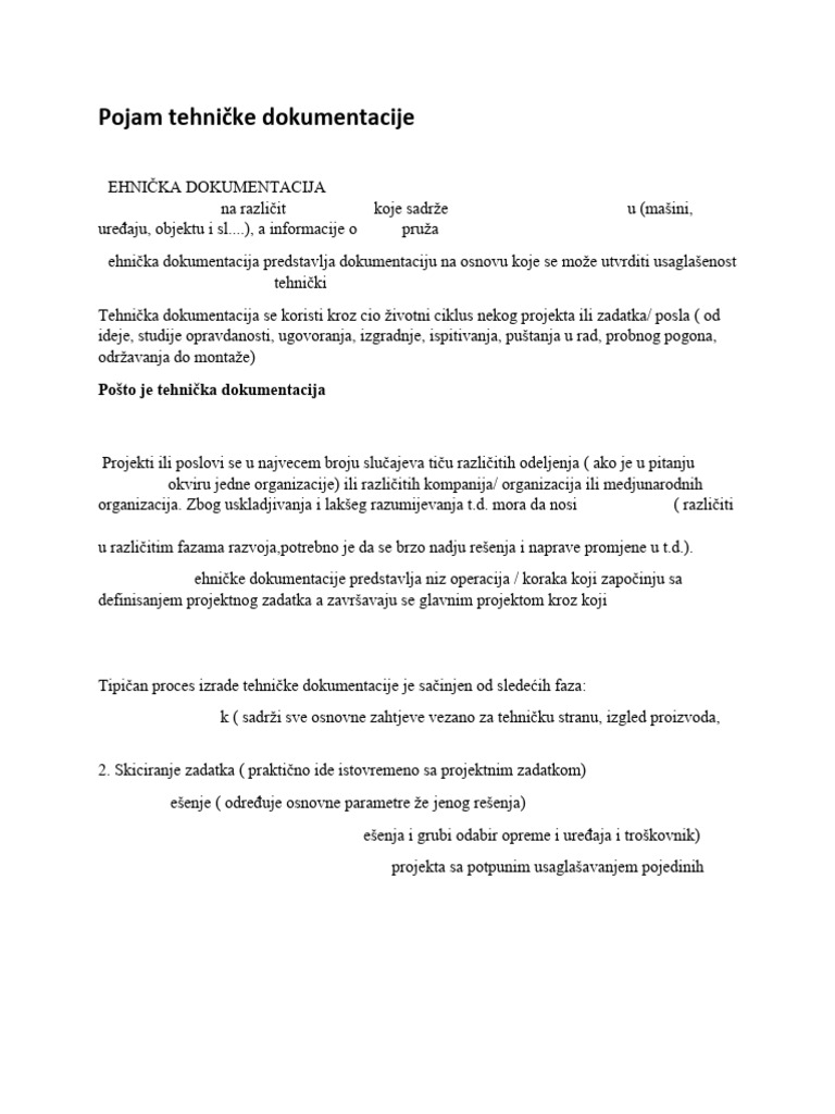 2 Pojam Tehnicke Dokumentacije | PDF