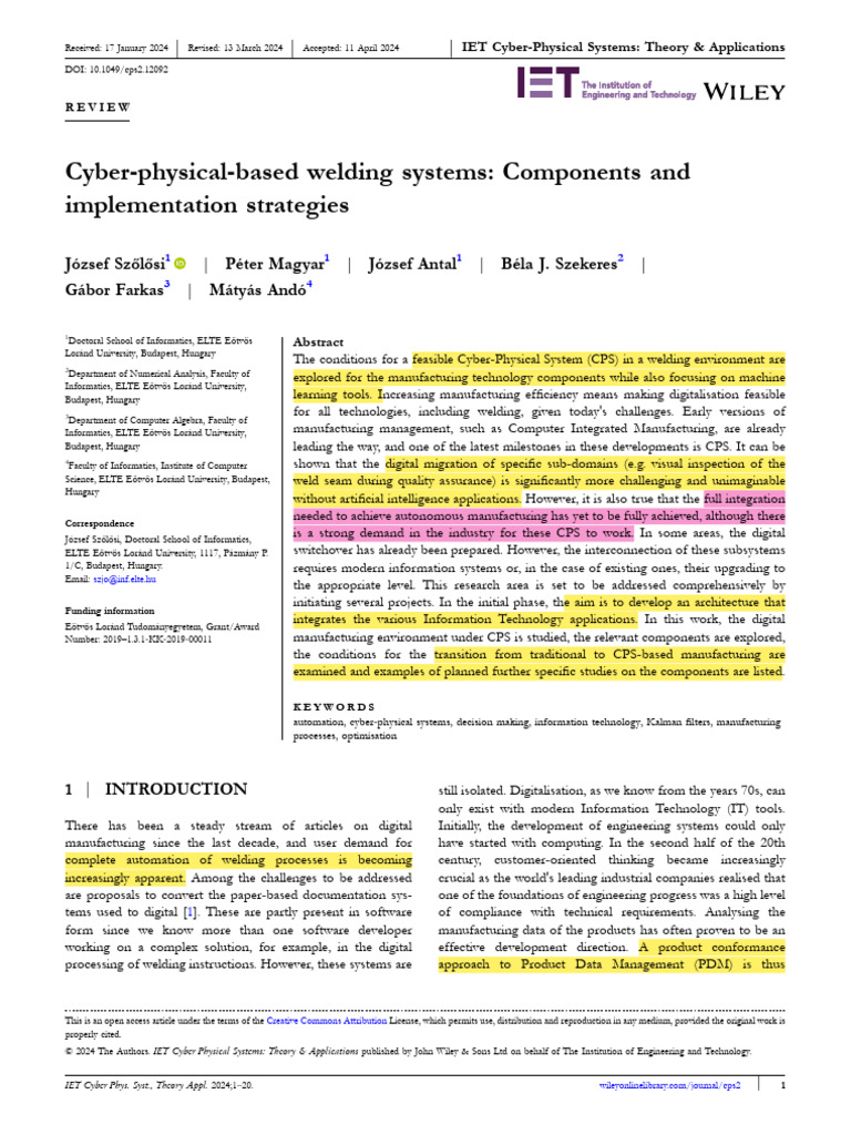 CPS welding machine paper | PDF | System | Welding