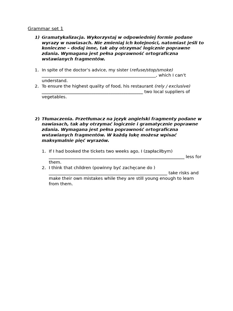 Grammar Set 1 | PDF