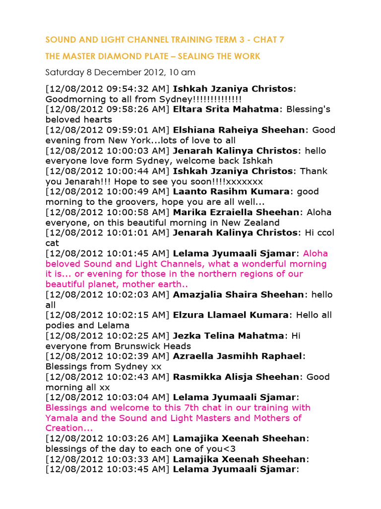 Sound and Light Channel Training - Term 3 Chat 7 - The Master Diamond Plate - Sealing the Work ...