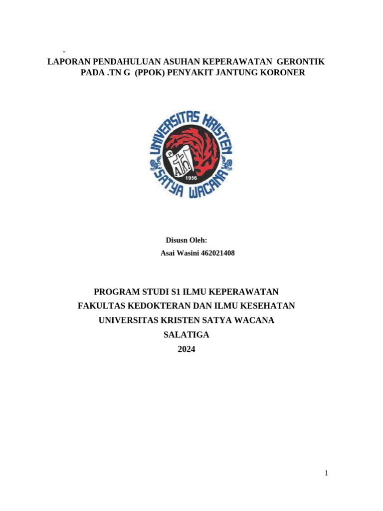 Laporan Pendahuluan Asuhan Keperawatan Gerontik Pada .TN G (Ppok) Penyakit Jantung Koroner | PDF