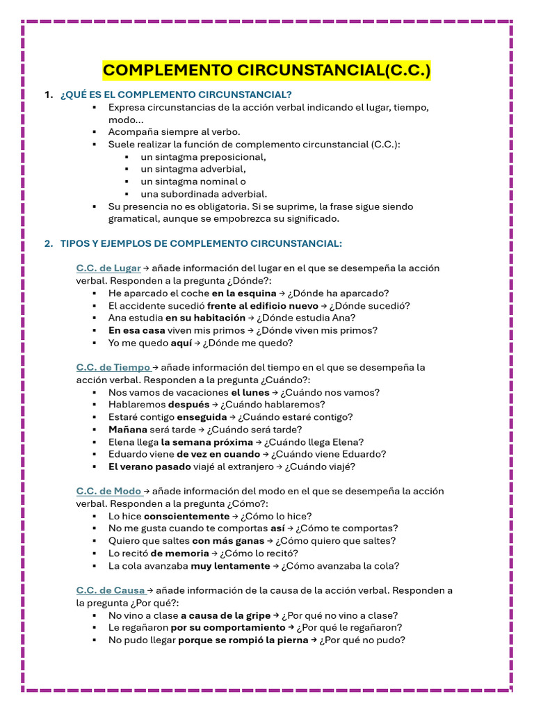 Complemento Circunstancial | PDF | Verbo | Adverbio