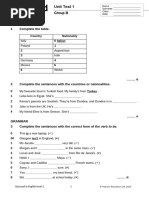 A1 Unit 2 Test Practice | PDF