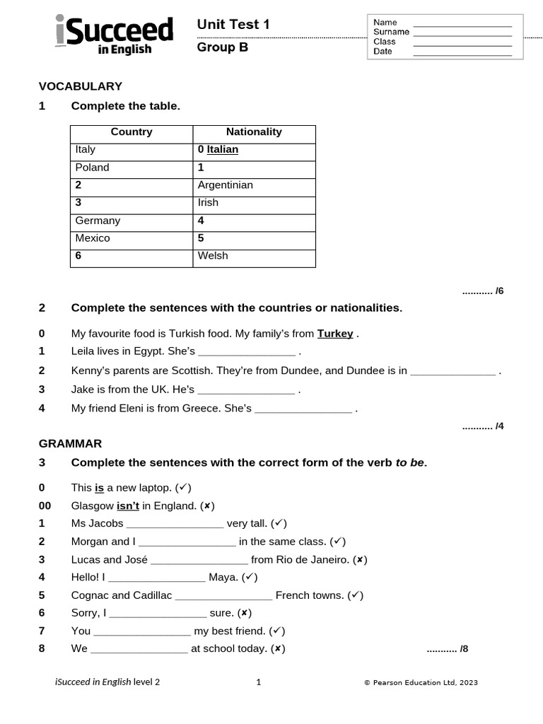 Isucceed - L2 - Unit 1 - Unit Test - Group B - Final | PDF | Dublin ...