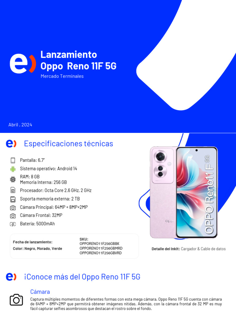 Presentación OPPO Reno 11F 5G | PDF | Procesador Multi Core | Smartphone