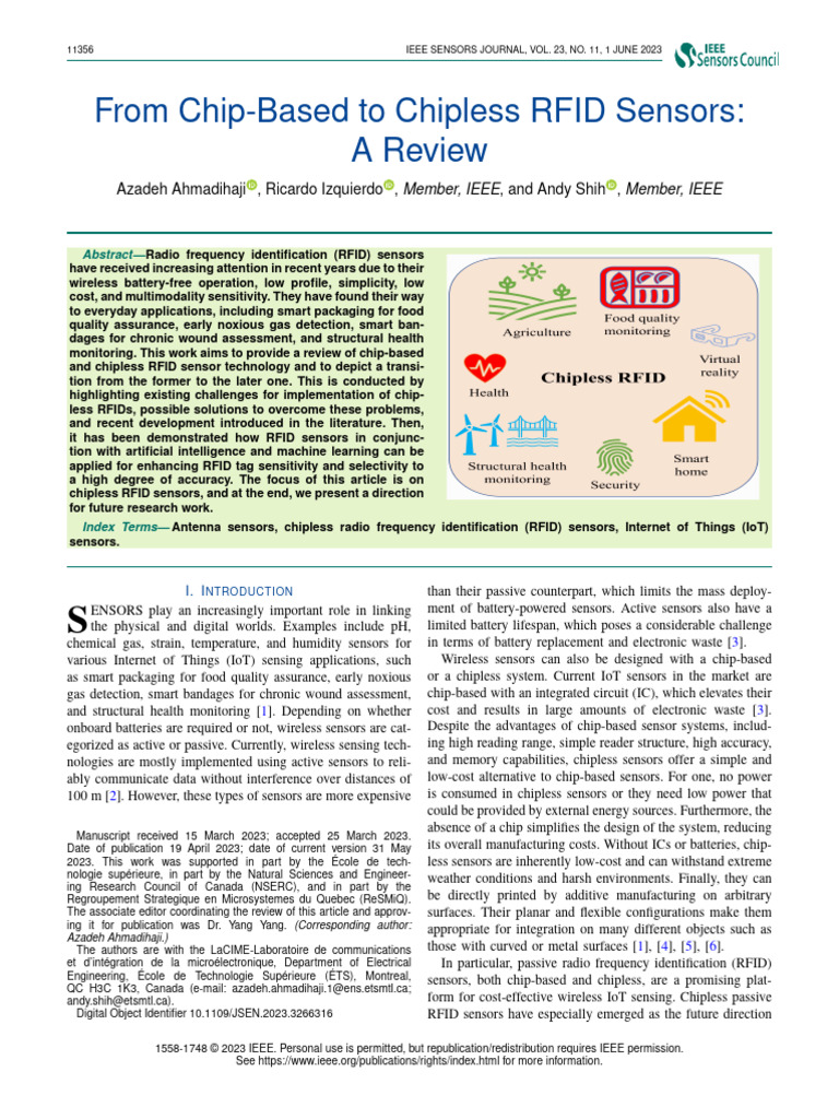 From Chip-Based To Chipless RFID Sensors A Review | PDF | Radio ...