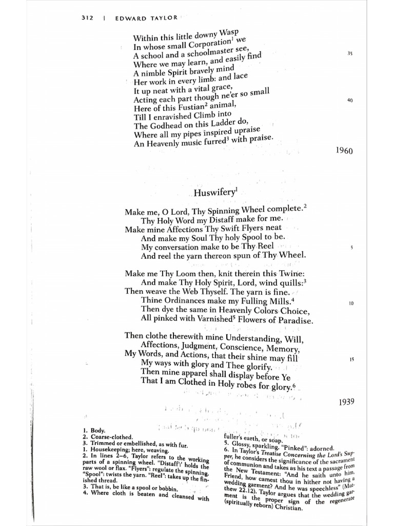 Edward Taylor - Huswifery | PDF