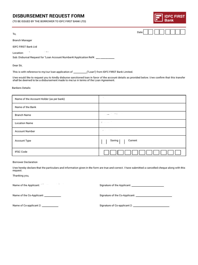 Disbursement Request Form | PDF