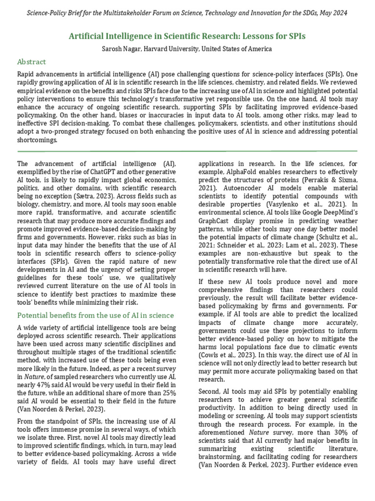 AI's Impact on Science-Policy Interfaces | PDF | Artificial ...
