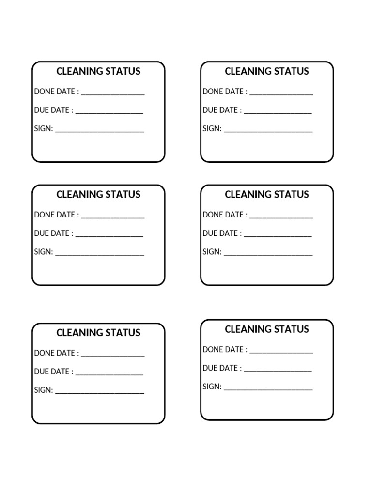 Cleaning Status Sticker | PDF