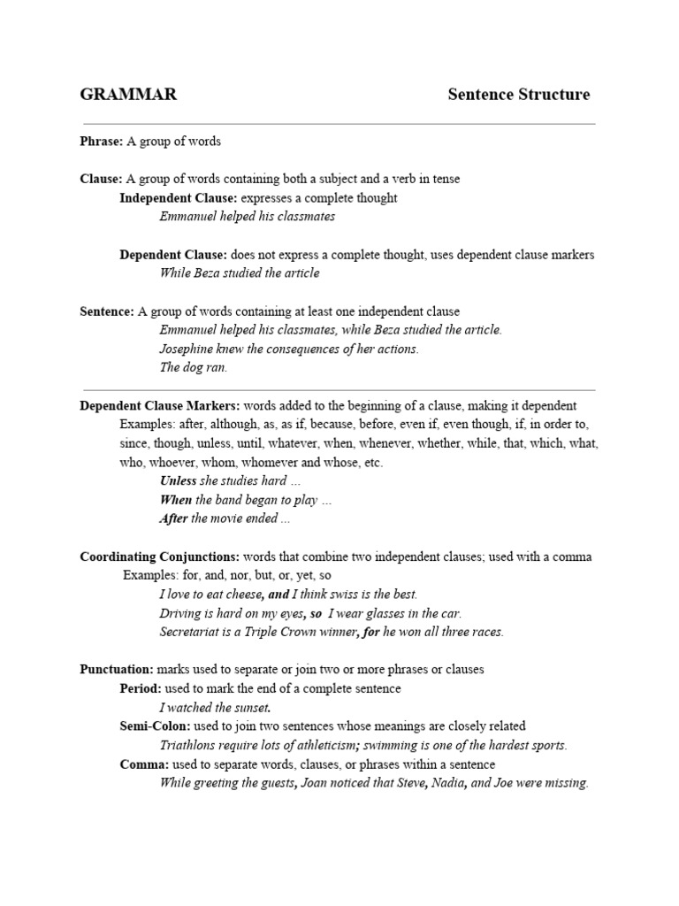 sentence-structure | PDF | Language Mechanics | Linguistics