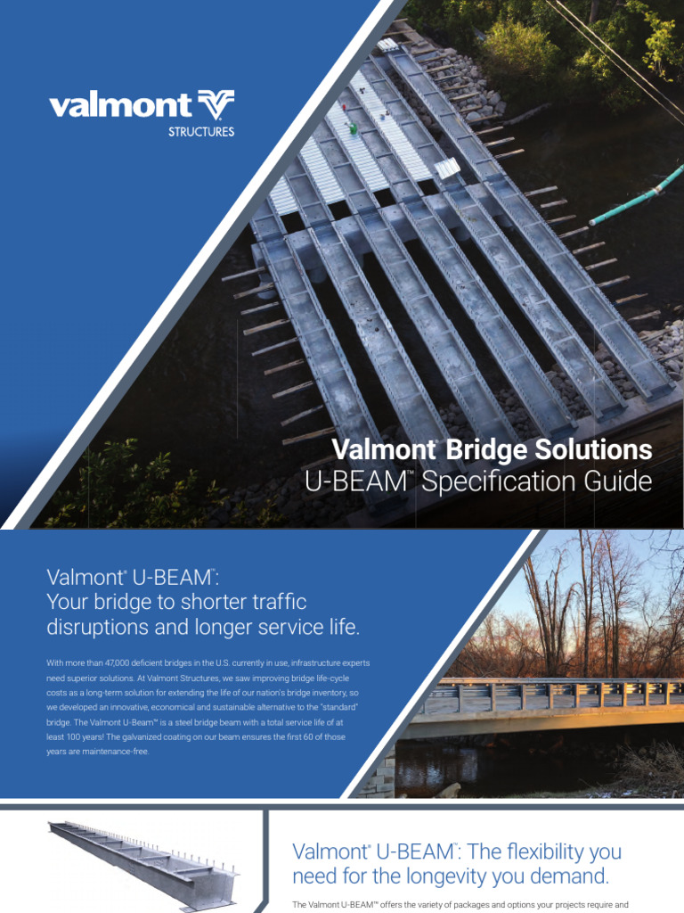 Valmont Bridge U Beam Specification Guide and Catalog - Valmont Bridge Systems | PDF | Screw ...