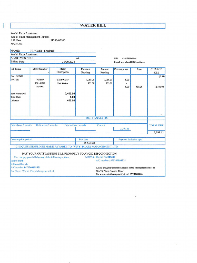 Wu Yi Water Invoice 09 - Sep24 | PDF