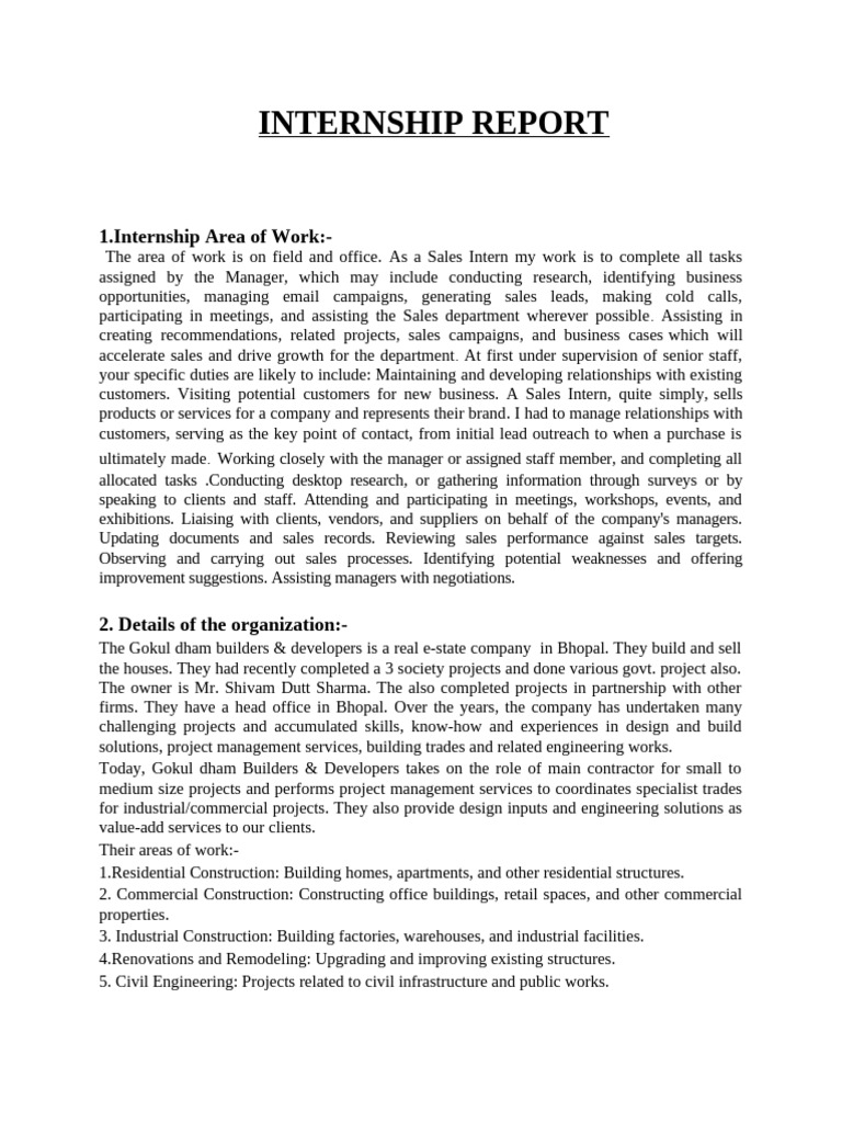 INTERNSHIP REPORT Dev Final | PDF | Sales | Mentorship