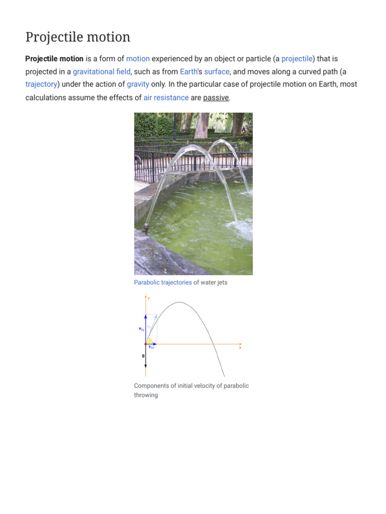 Projectile Motion - Wikipedia | PDF | Acceleration | Classical Mechanics