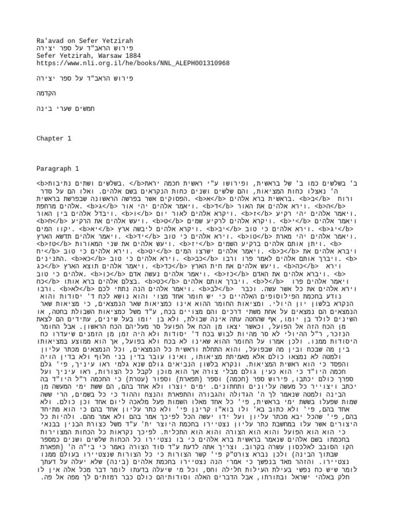 Ra'avad On Sefer Yetzirah - He - Sefer Yetzirah, Warsaw 1884 | PDF