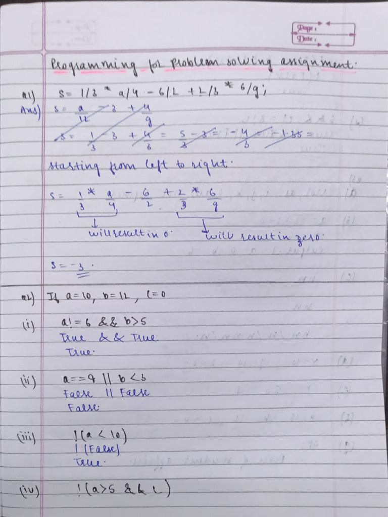 Programming For Problem Solving Assignment 1 | PDF