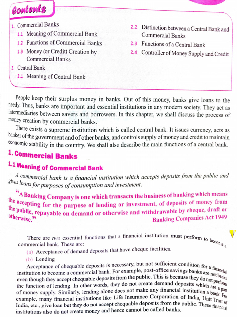 Functions of Commercial and Central Banks | PDF | Banks | Deposit Account