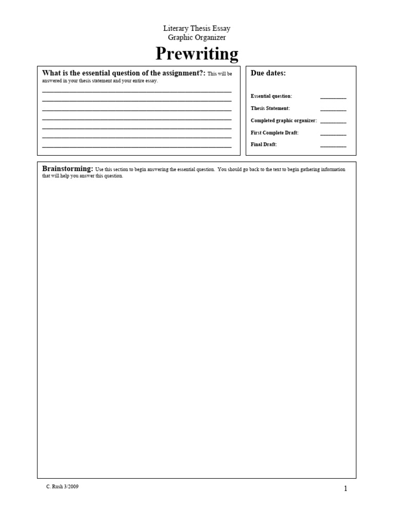 Literary Thesis Graphic Organizer | PDF | Essays | Thesis