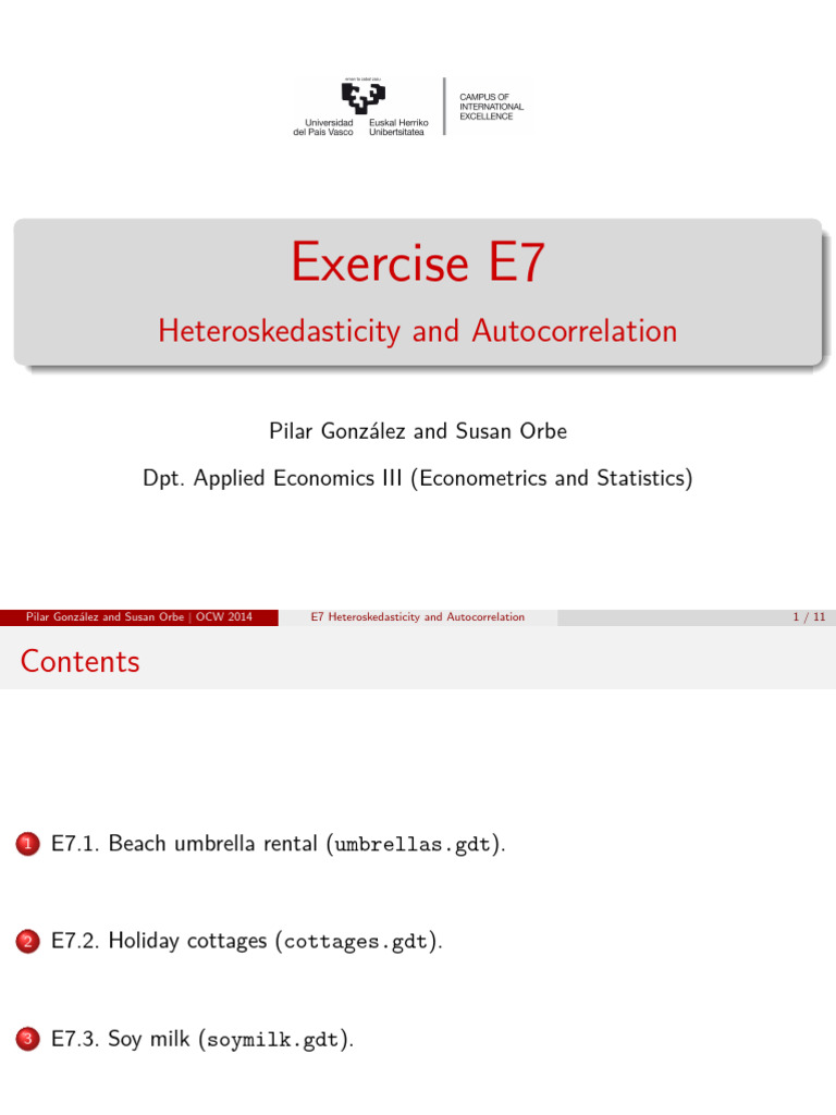 Exercise_corriges-AUTO-HETERO-E7 | PDF | Ordinary Least Squares | Errors And Residuals