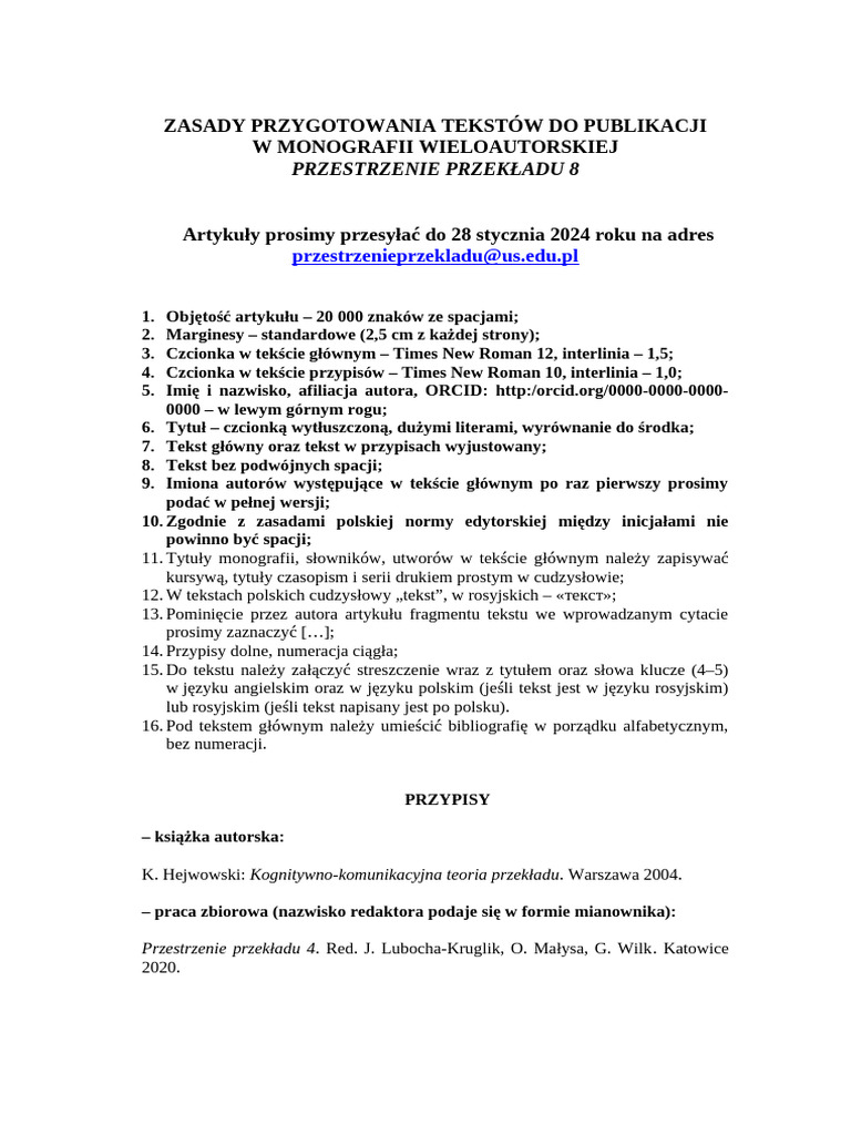 Wymogi Wydawnicze PP8 | PDF