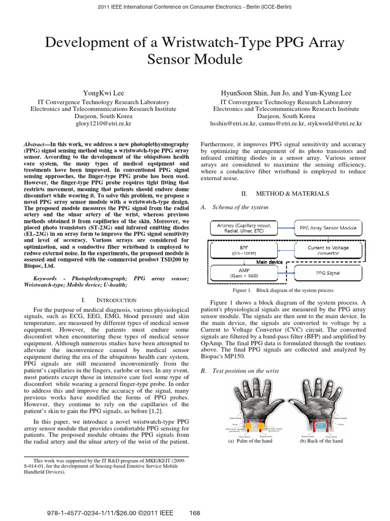 Development of A Wristwatch-Type PPG Array Sensor Module | PDF | Sensor ...