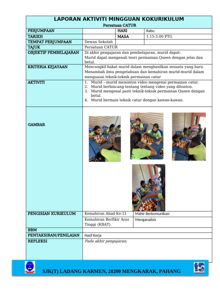 laporan perjumpaan koko CATUR 4 | PDF