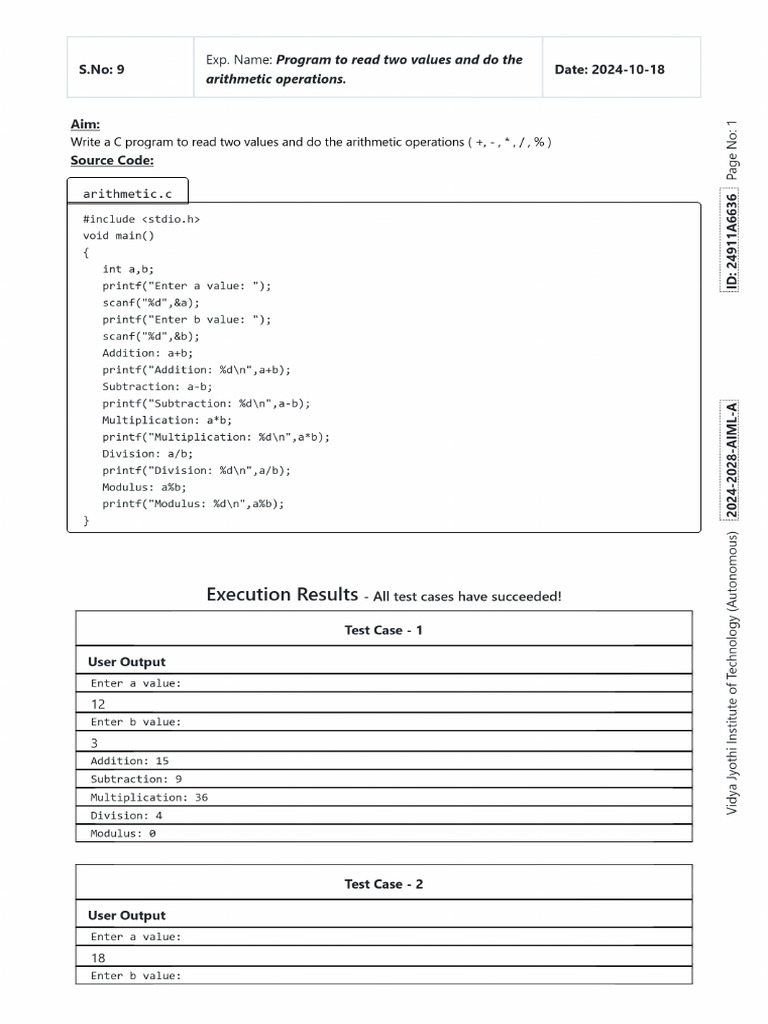 Programming For Lab Record 2024 10 18 | PDF