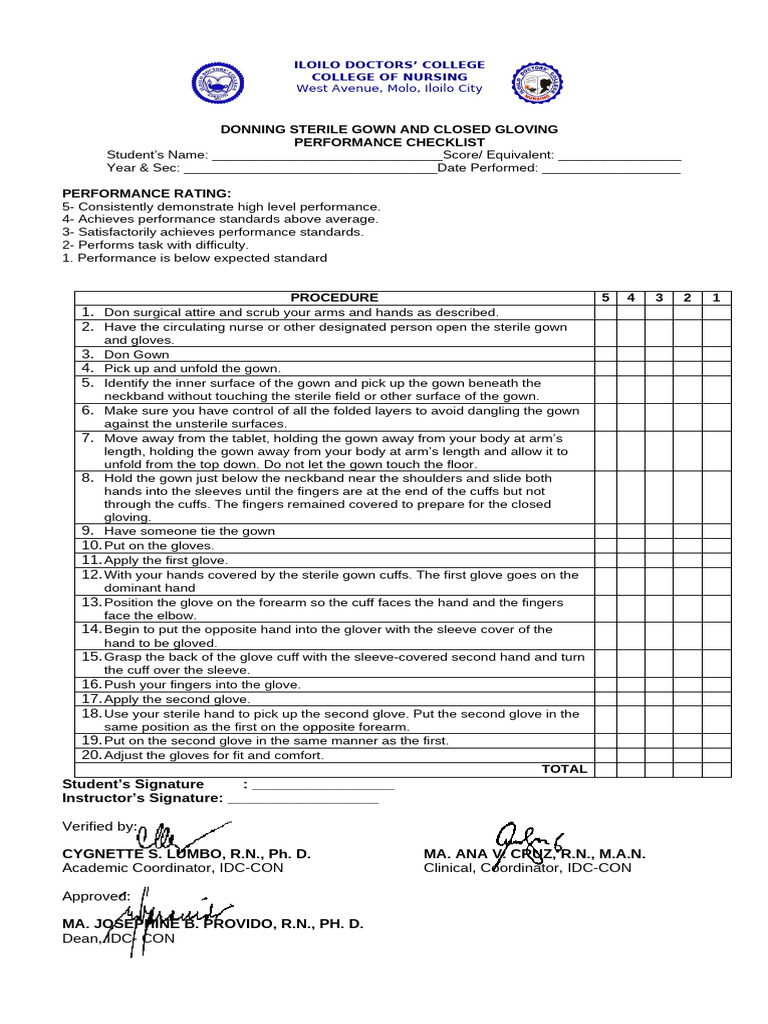 Donning Sterile Gloves and Closed Gloving Revised | PDF | Glove | Hand