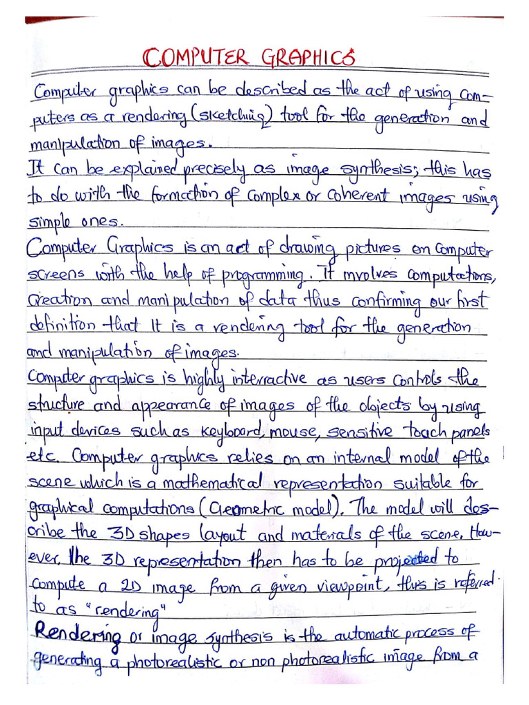 Computer Graphics Class Note | PDF
