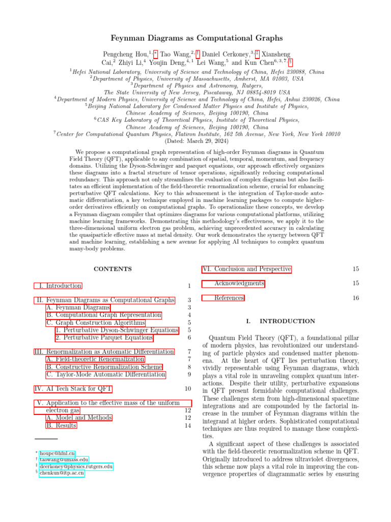 Feynman Diagrams As Computational Graphs: Houpc@hfnl - CN Taowang@umass ...
