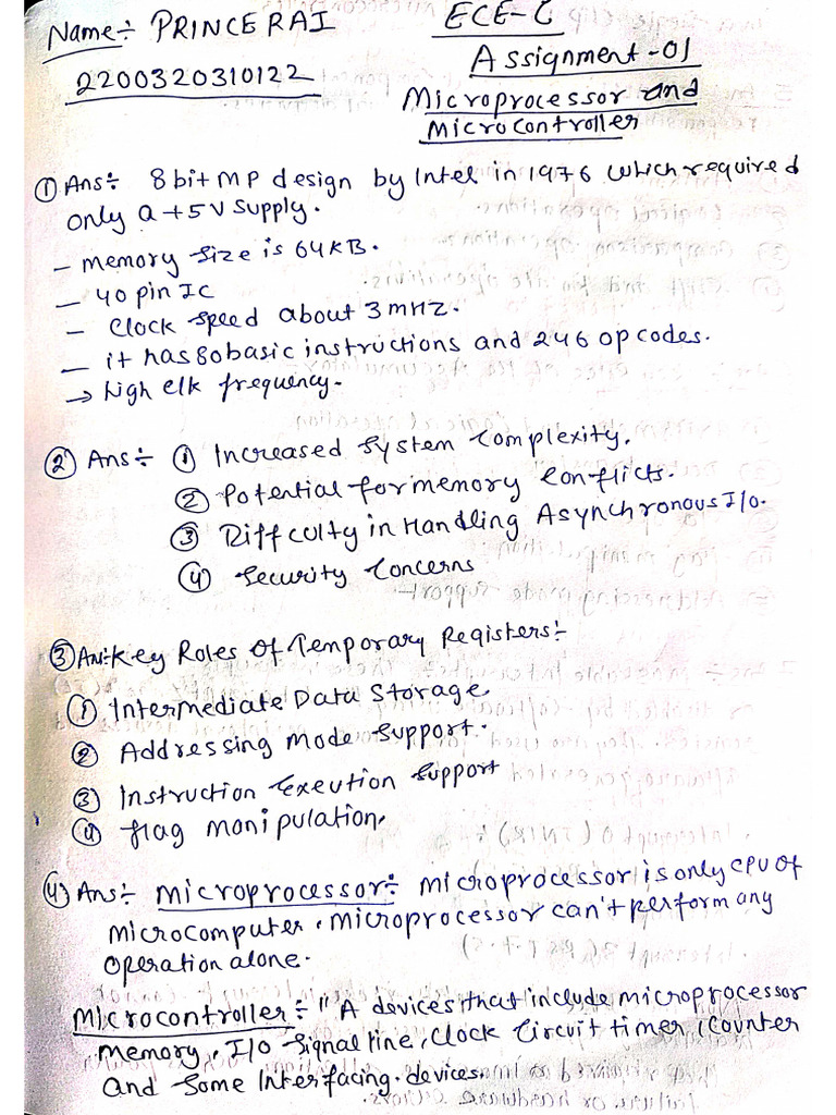 Assignment 01 Microprocessor and Microcontroller | PDF