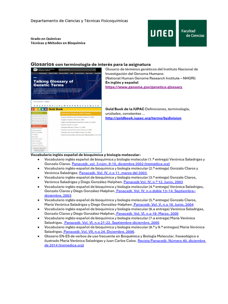 Glosarios | PDF | Biología | Bioquímica