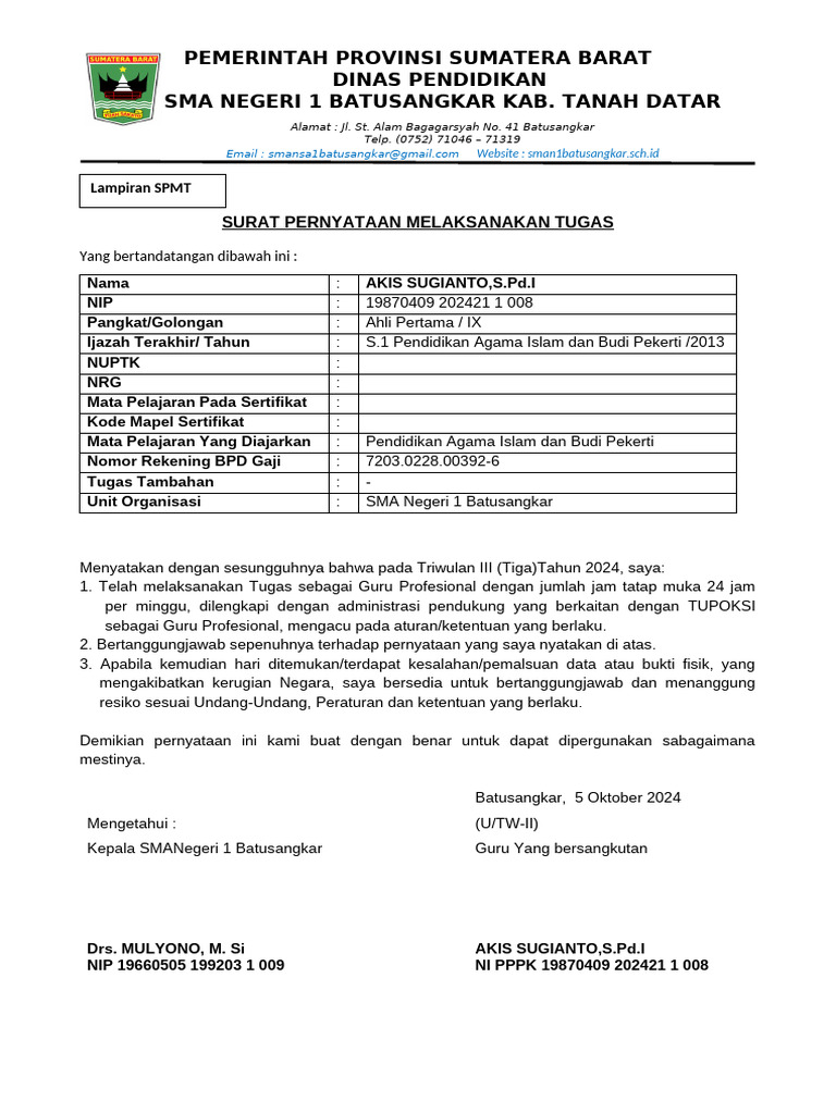 SPMT - 2024 - TW3 AKIS SUGIANTO, S.Pd.I | PDF