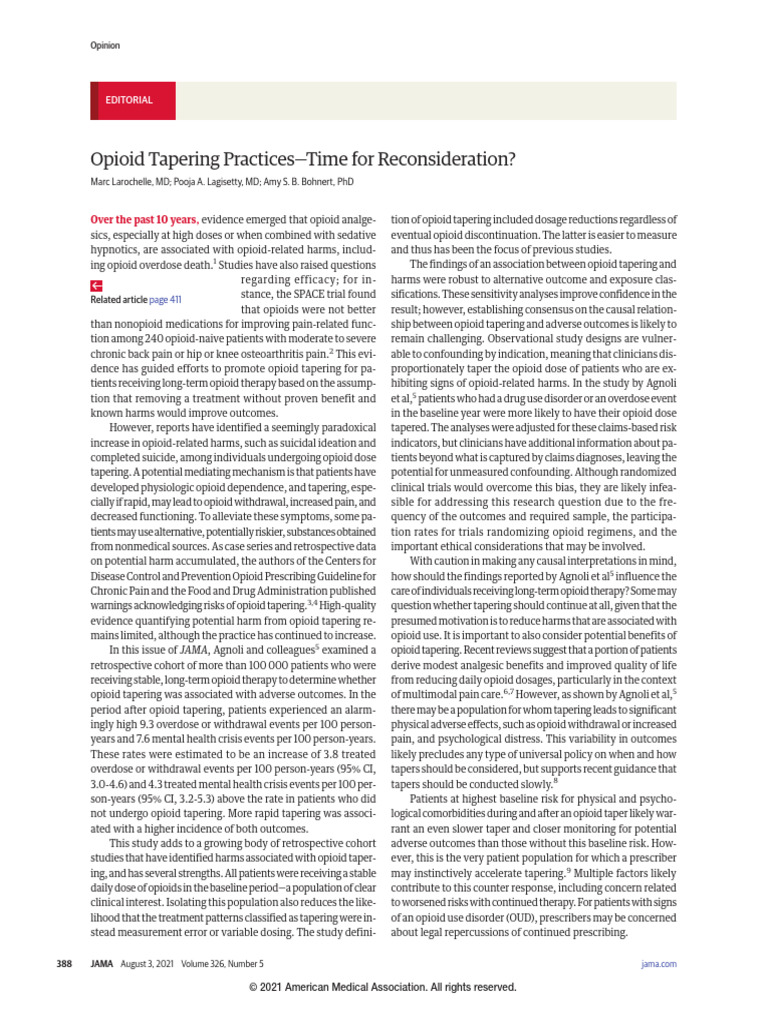 Opioid Tapering Practices-Time For Reconsideration | PDF | Opioid ...
