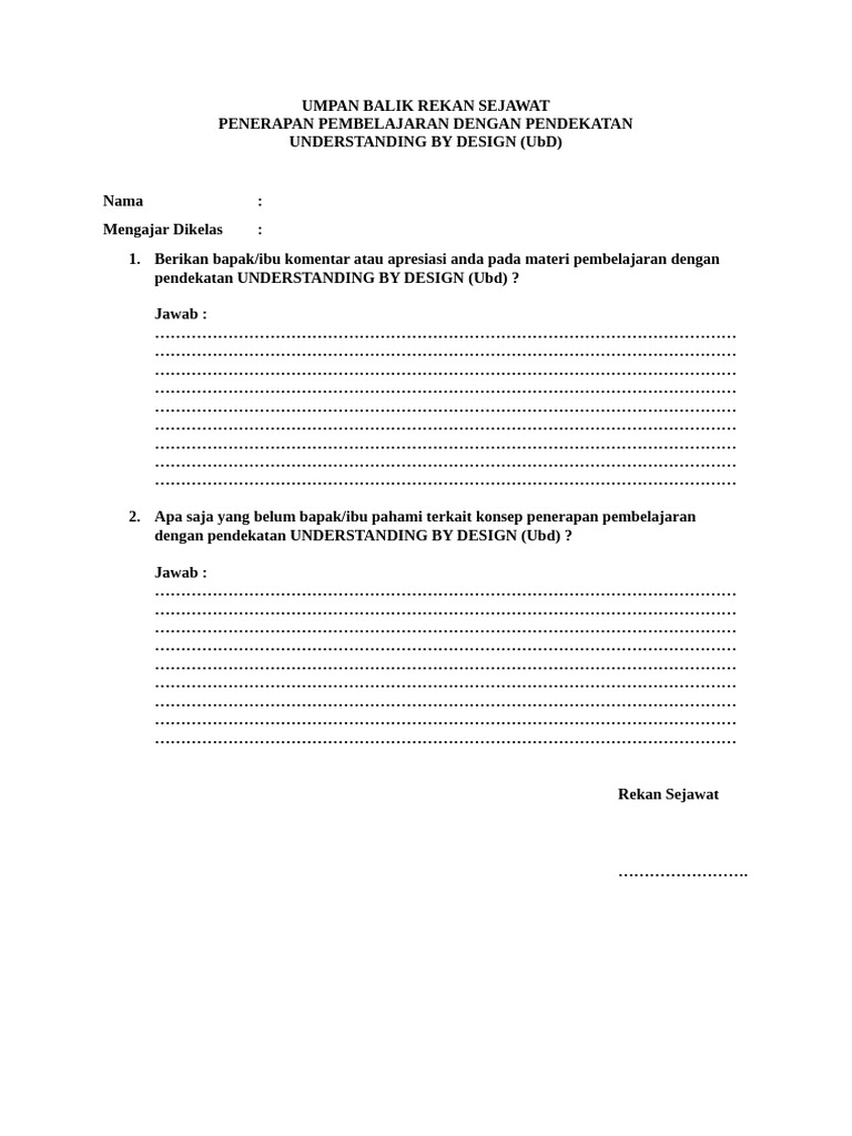 Umpan Balik Rekan Sejawat | PDF