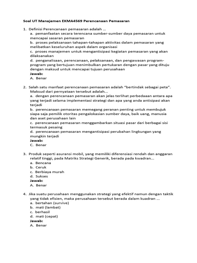 EKMA4569 Perencanaan Pemasaran | PDF