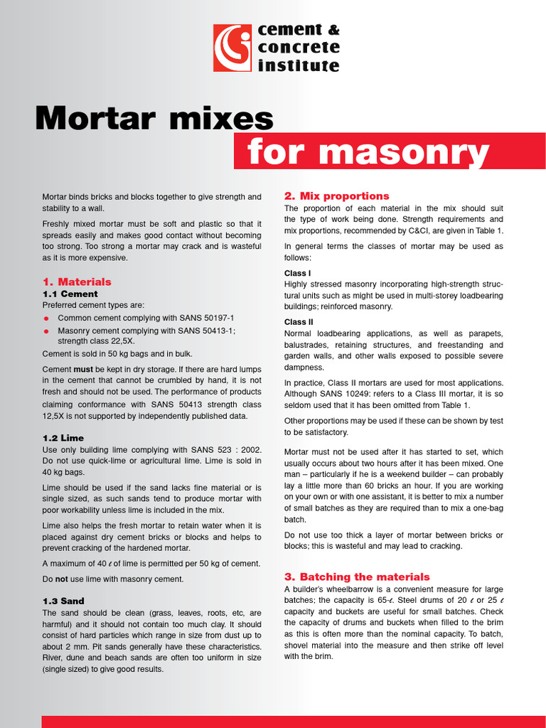 mortar | PDF | Mortar (Masonry) | Lime (Material)