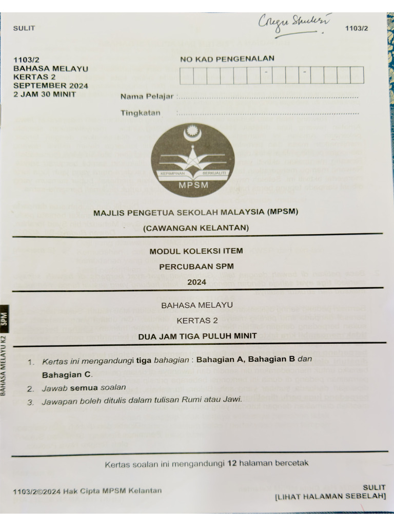 SPM BM Kertas 2 Kelantan | PDF
