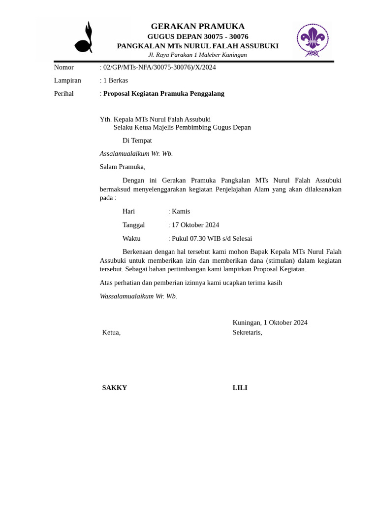 Proposal Pramuka Tahun 2024 | PDF