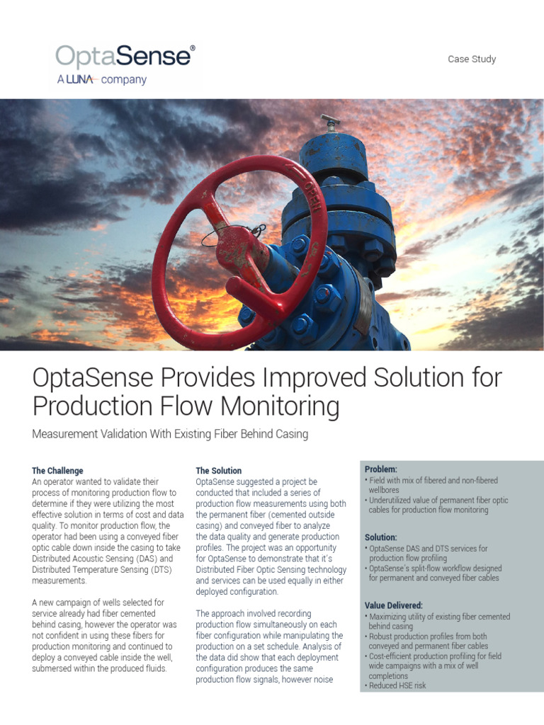 CASE STUDY Production Flow Monitoring Dec2020 | PDF | Optical Fiber