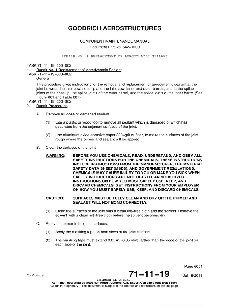 A320 Inlet Cowling Repair No. 1 Replacement of Aerodynamic Sealant ...