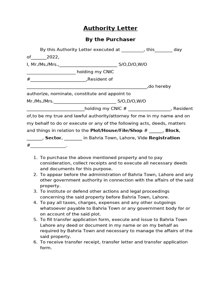 Authority Letter | PDF