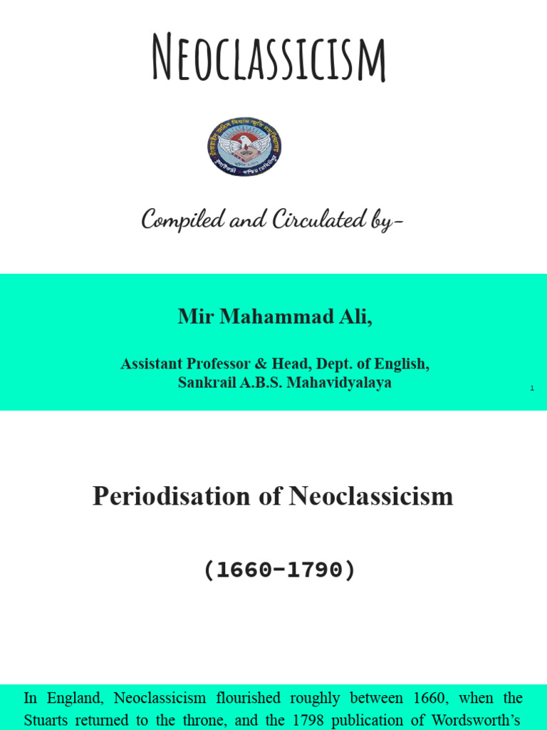 716109A1 Eng 2nd Sem CC3 Neoclassicism MMA | PDF | Romanticism